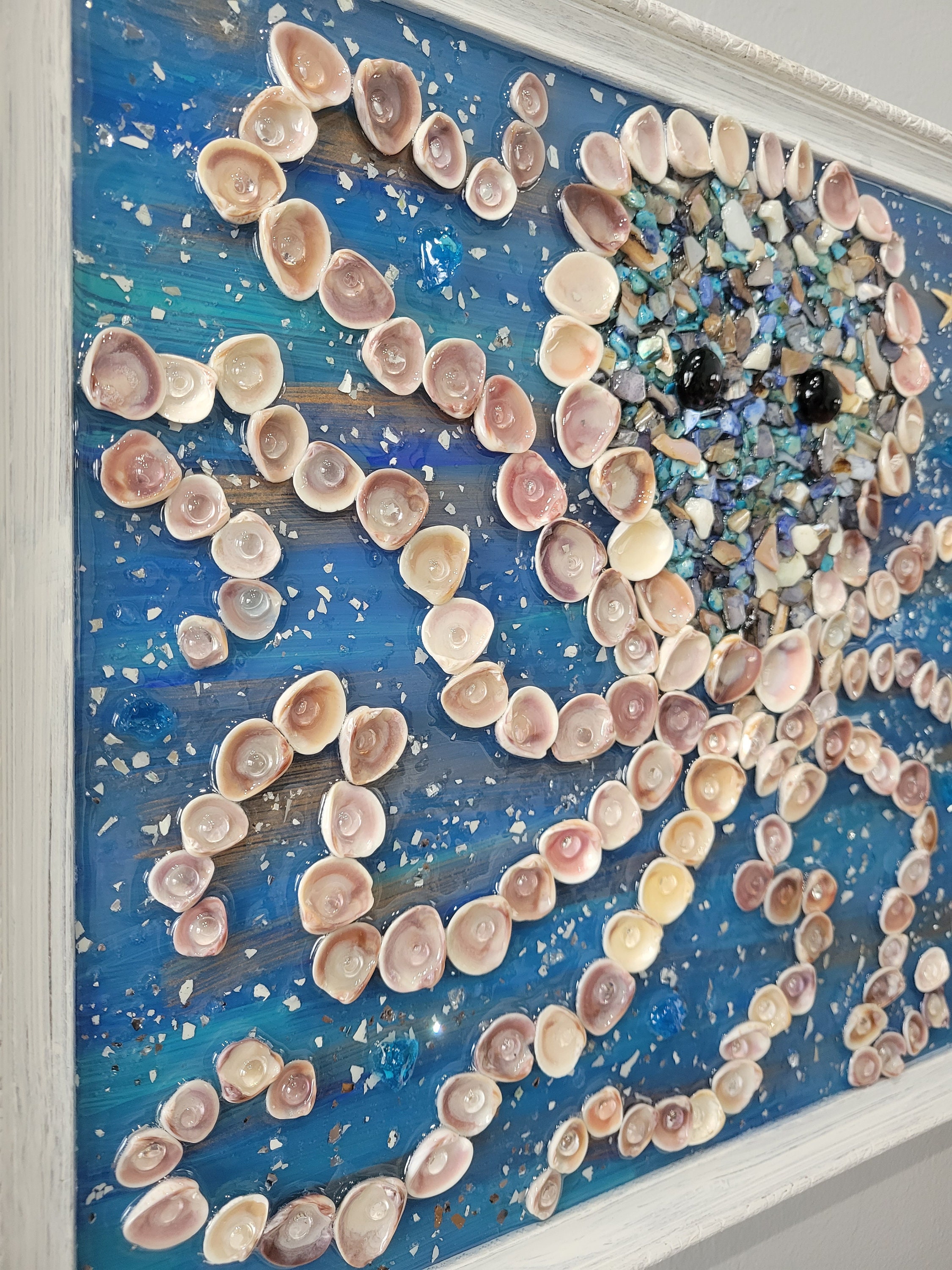 Beach Ocean Octopus Shell Art Glass & Resin Art Wall Hanging - Etsy