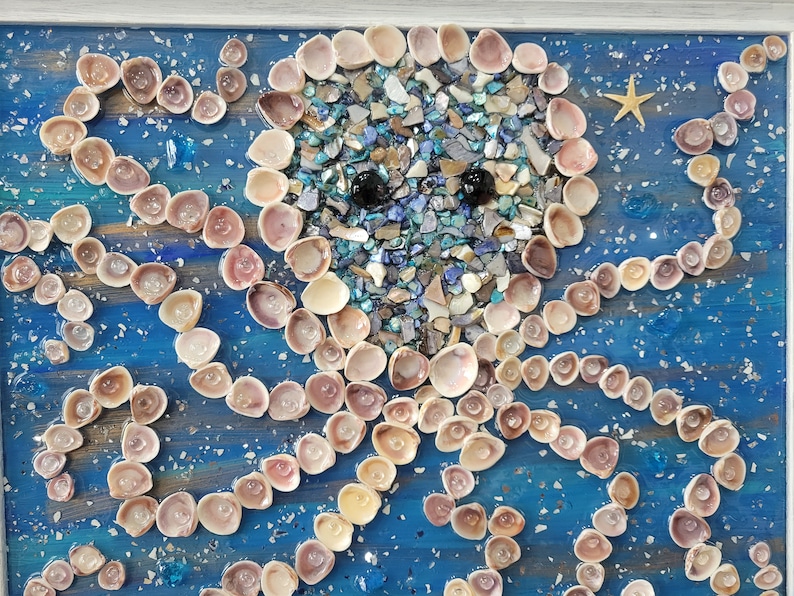 Beach Ocean Octopus Shell Art Glass & Resin Art Wall Hanging - Etsy