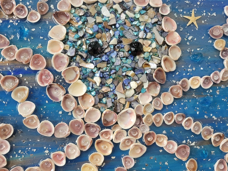 Beach Ocean Octopus Shell Art Glass & Resin Art Wall Hanging - Etsy