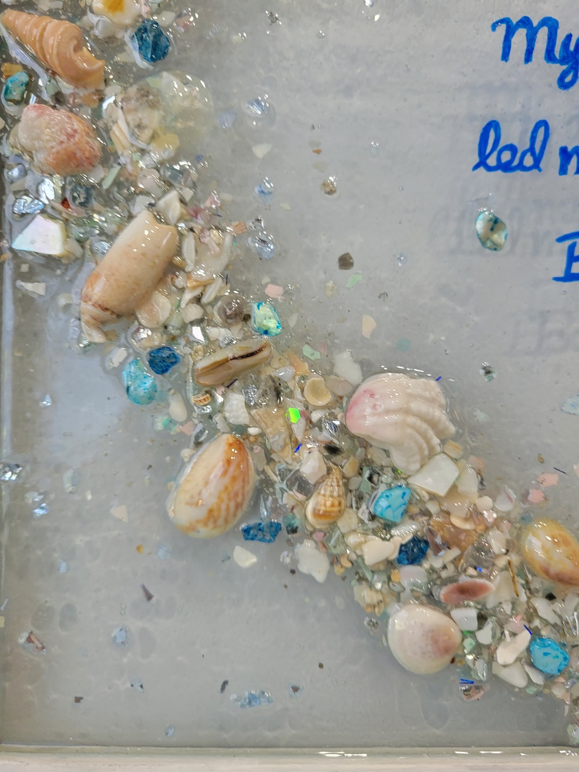 Inspirational Shell Beach Sign Framed Art Glass Shells & Resin - Etsy