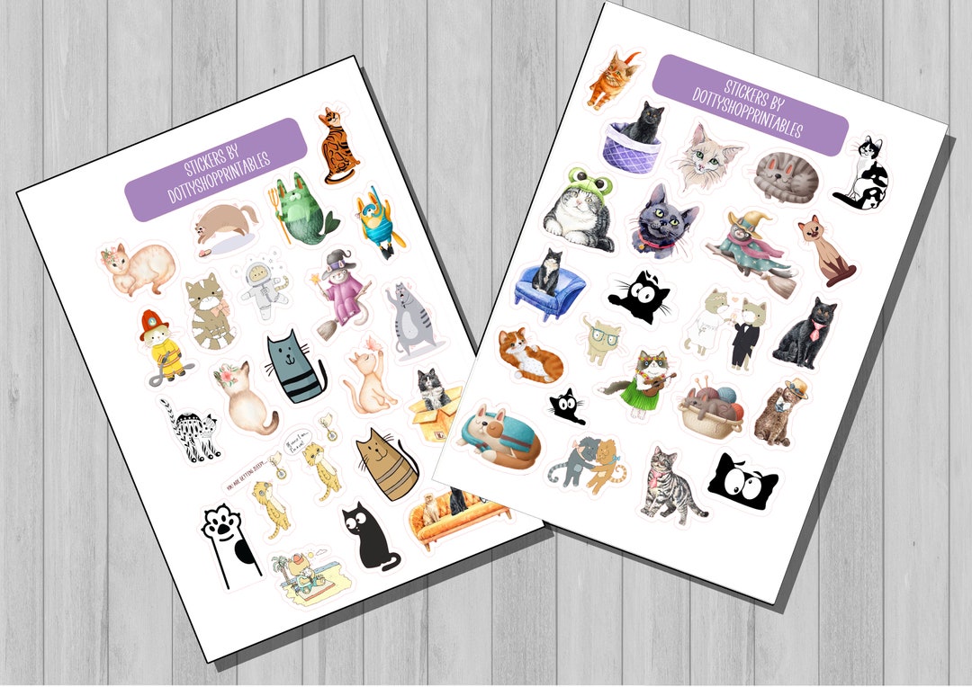 Cats Sticker Sheet Cat Lovers Sticker Sheet Pussy Cat Sticker Set ...