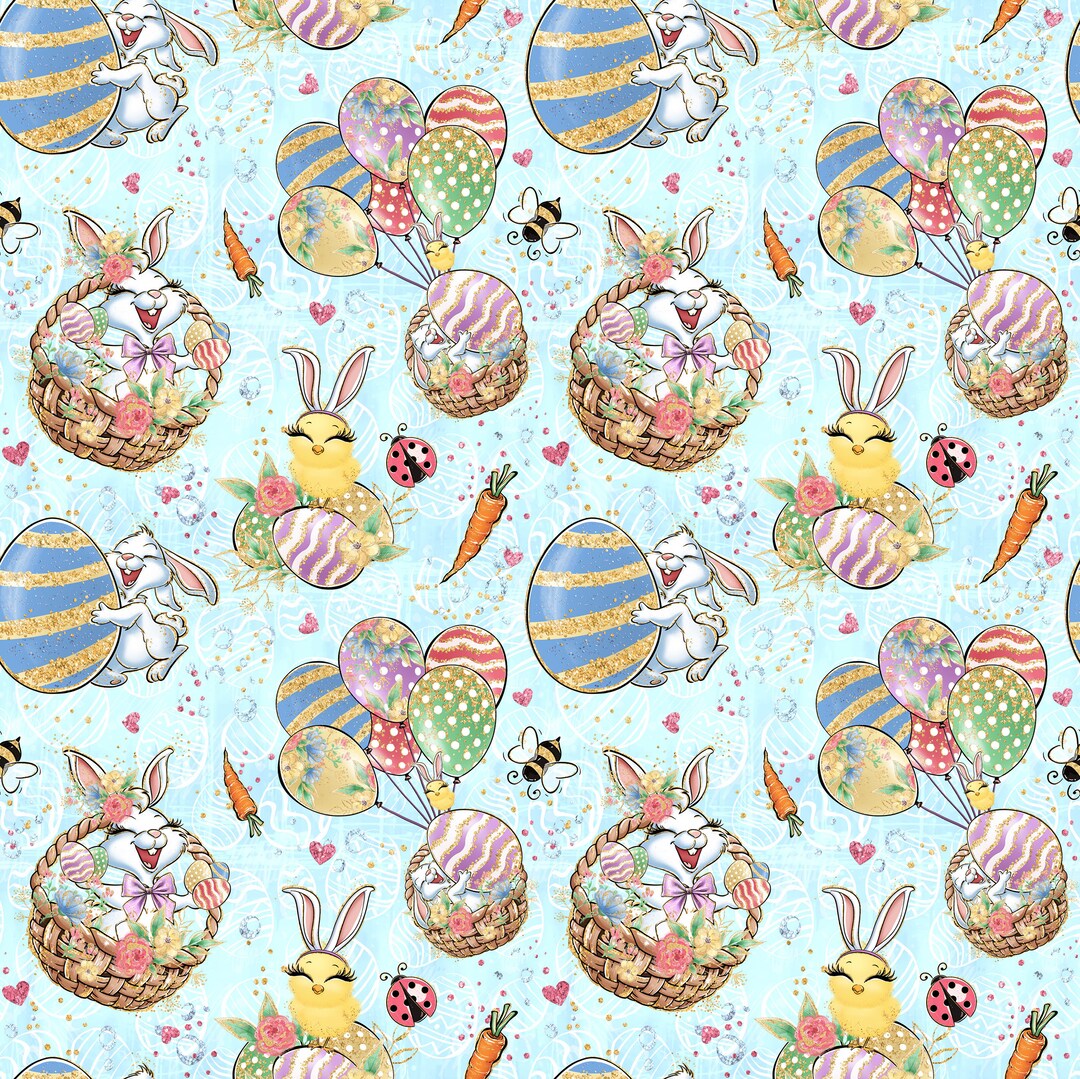 Easter Fabric, Bunny Fabric, Cotton Fabric, Knit Fabric, Fabric by the ...