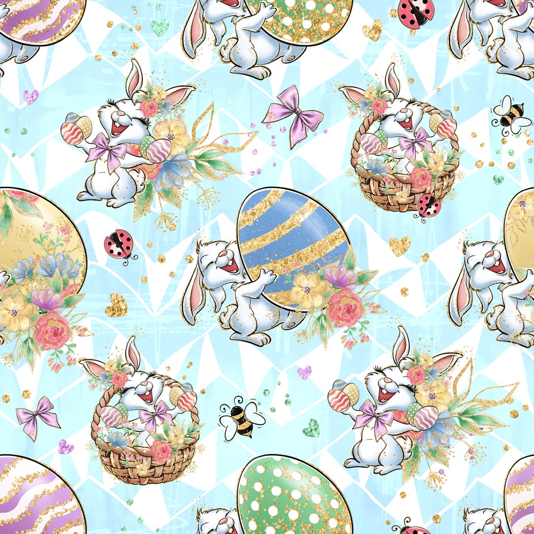 Easter Fabric, Bunny Fabric, Cotton Fabric, Knit Fabric, Fabric by the ...