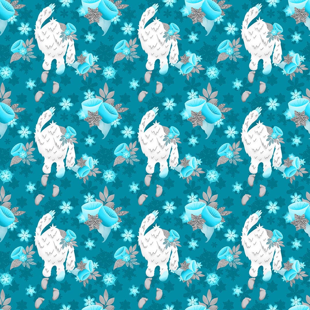 Yeti Fabric, Animal Fabric, Christmas Fabric, Cotton Fabric, Fabric by ...
