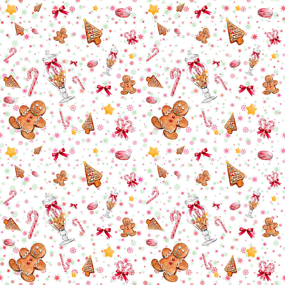 Christmas Fabric, Cookie Fabric, Candy Canes, Cotton Fabric, Fleece ...