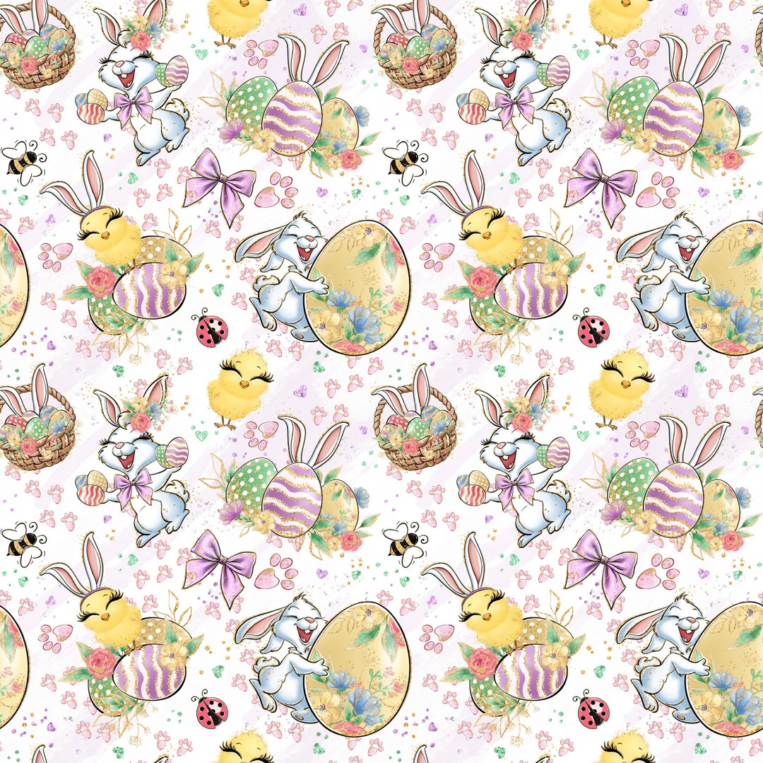 Easter Fabric, Bunny Fabric, Cotton Fabric, Knit Fabric, Fabric by the ...