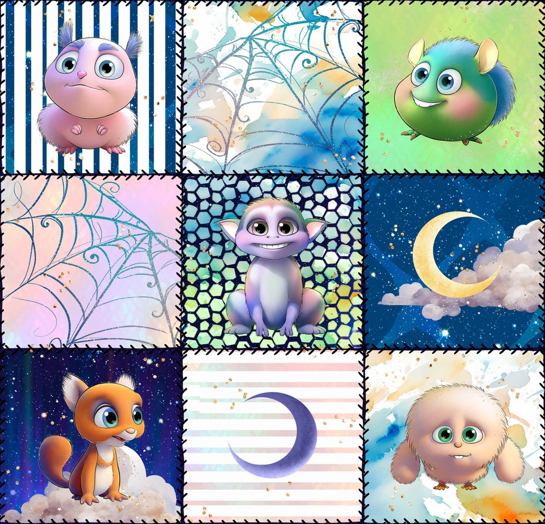 Cute Monster Fabric, Monsters Fabric, Mice Fabric, Cotton by the Yard ...