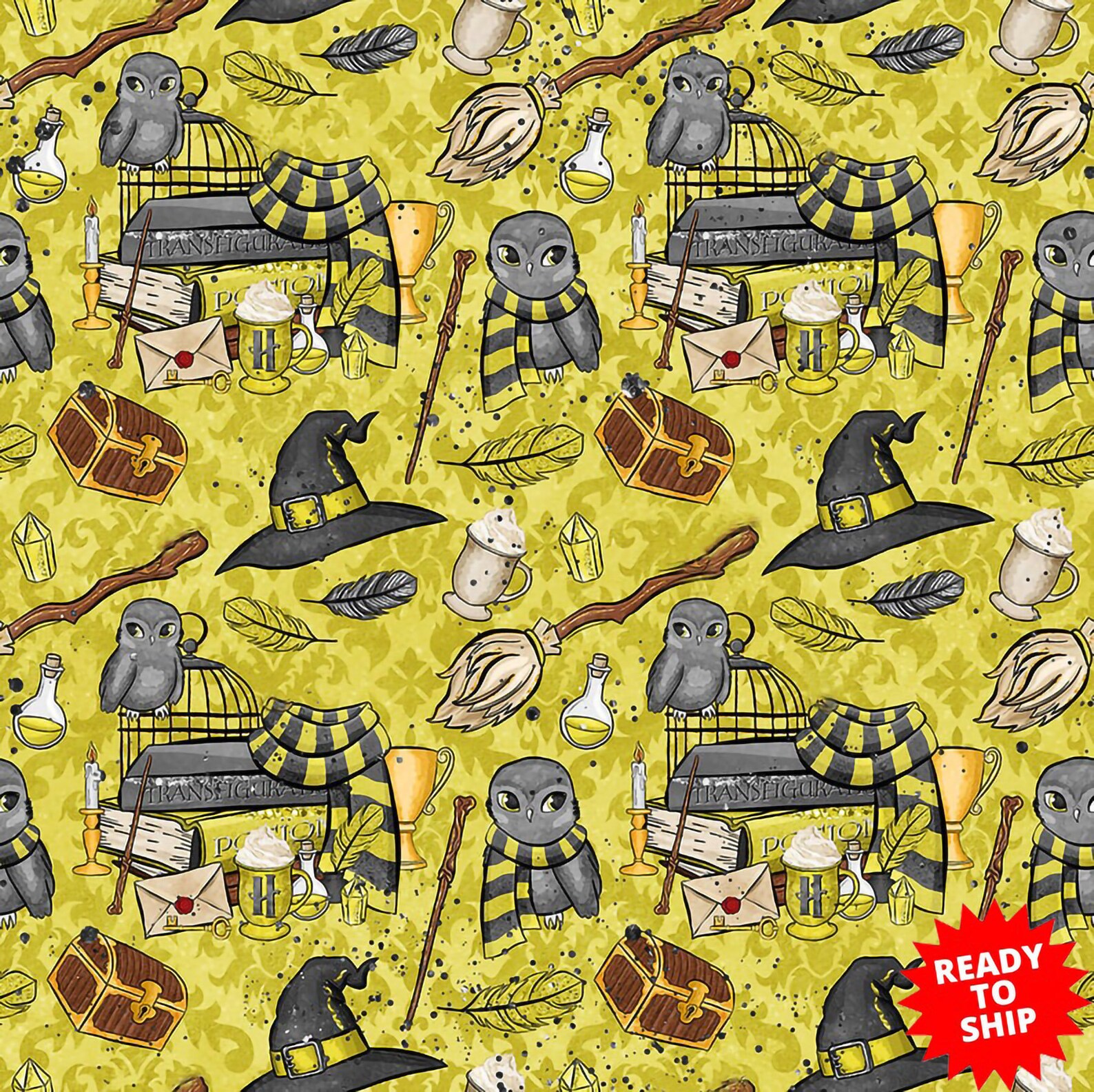 Wizard Fabric Wizard Prints Owl Fabric Magic Fabric | Etsy