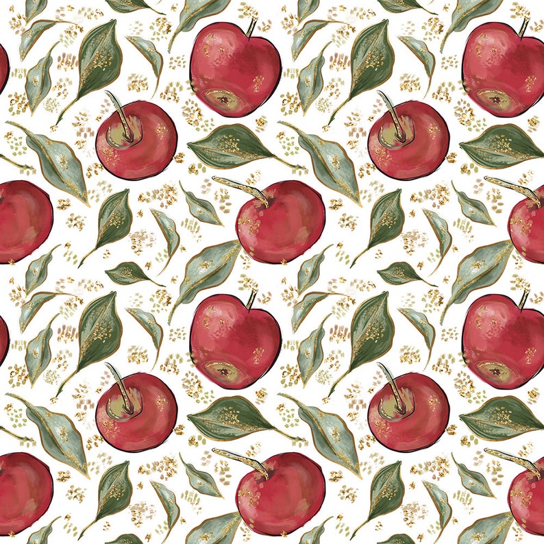 Autumn Fabric Apple Fabric Seasonal Fabric Cotton Fabric Knit - Etsy