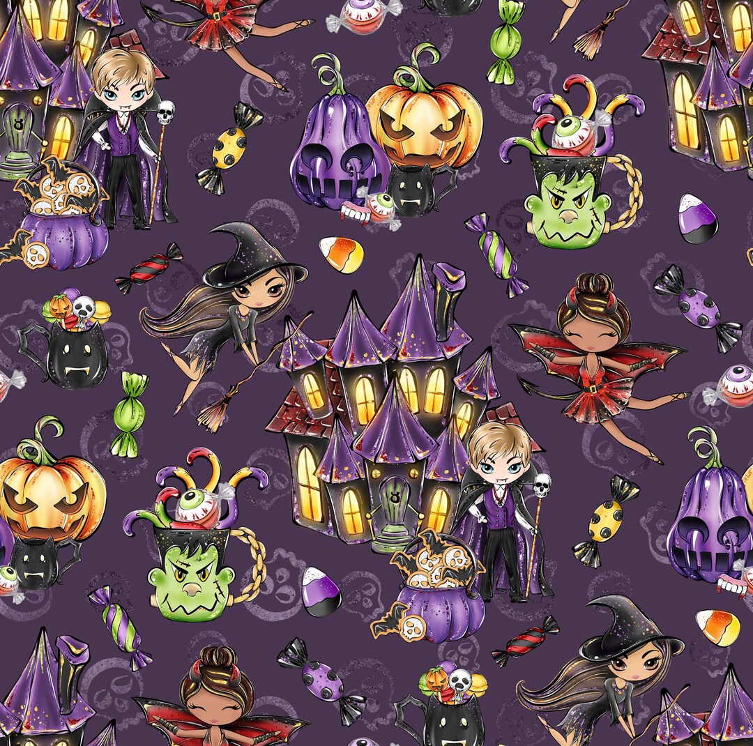 Halloween Fabrics, Halloween Fairies, Knit Fabric, Cotton Fabric, Witch ...
