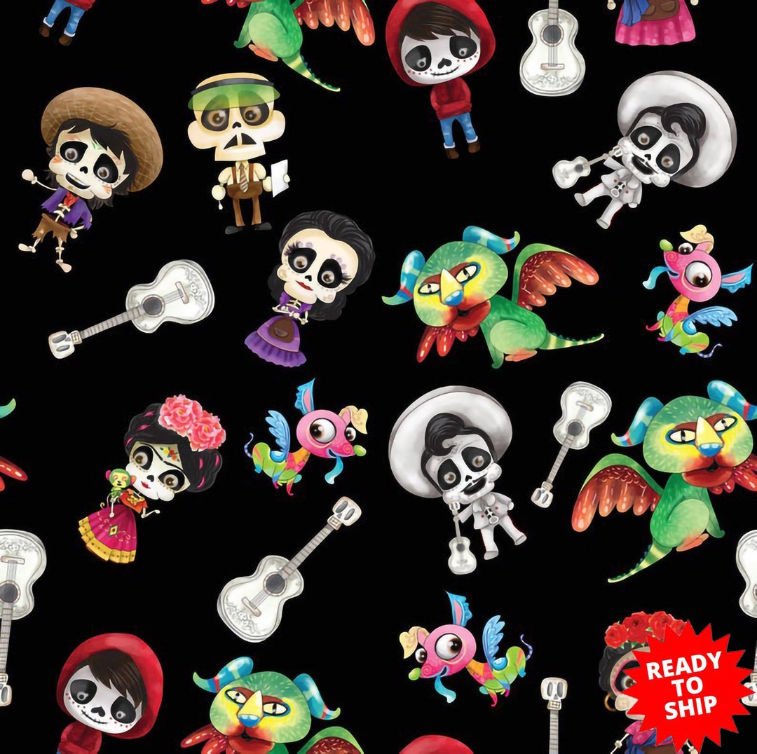 Coco Fabric, Black Fabric, Cotton Fabric, Fabric by the Yard, Cotton ...