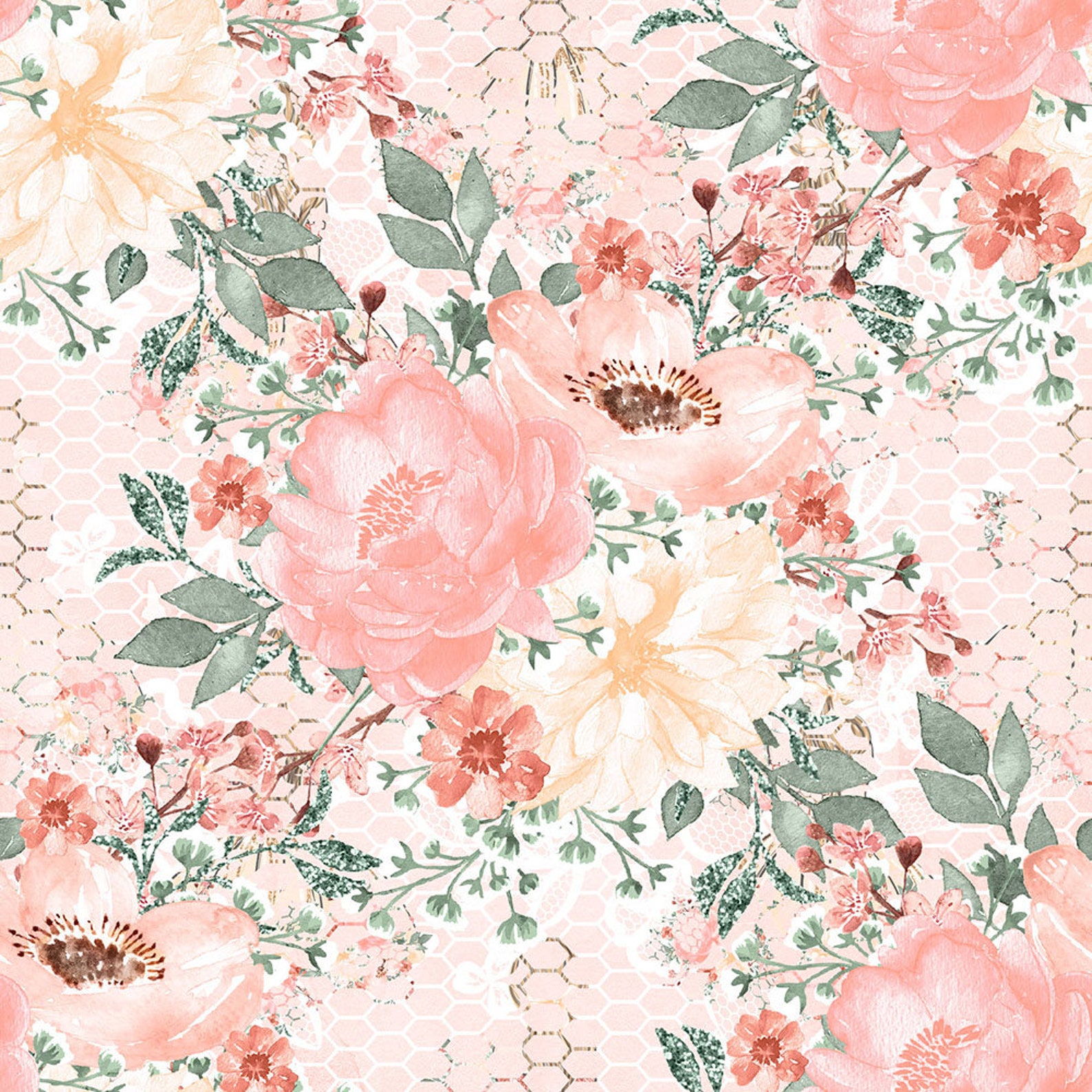 Easter Fabric, Easter Floral, Cotton Fabric, Knit Fabric, Fabric by the ...