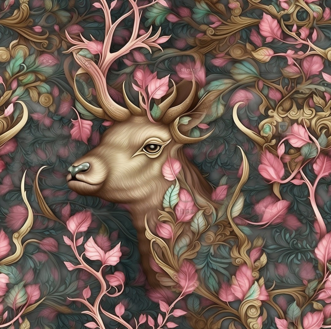 Deer Fabric, Hidden Deer, Hiding Deer, Cute Deer, Cotton by the Yard ...