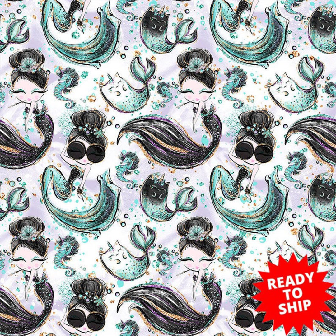 Mermaid Fabric, Mermaid Prints, Scales Fabric, Cotton Fabric, Fabric by ...