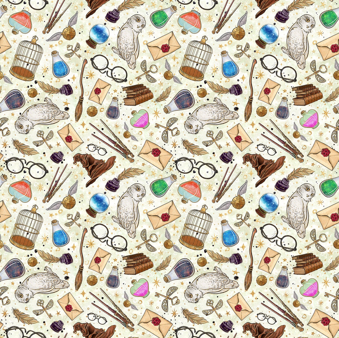 Wizard Fabric, Wizard Prints, Owl Fabric, Magic Fabric, Wizards Fabric ...
