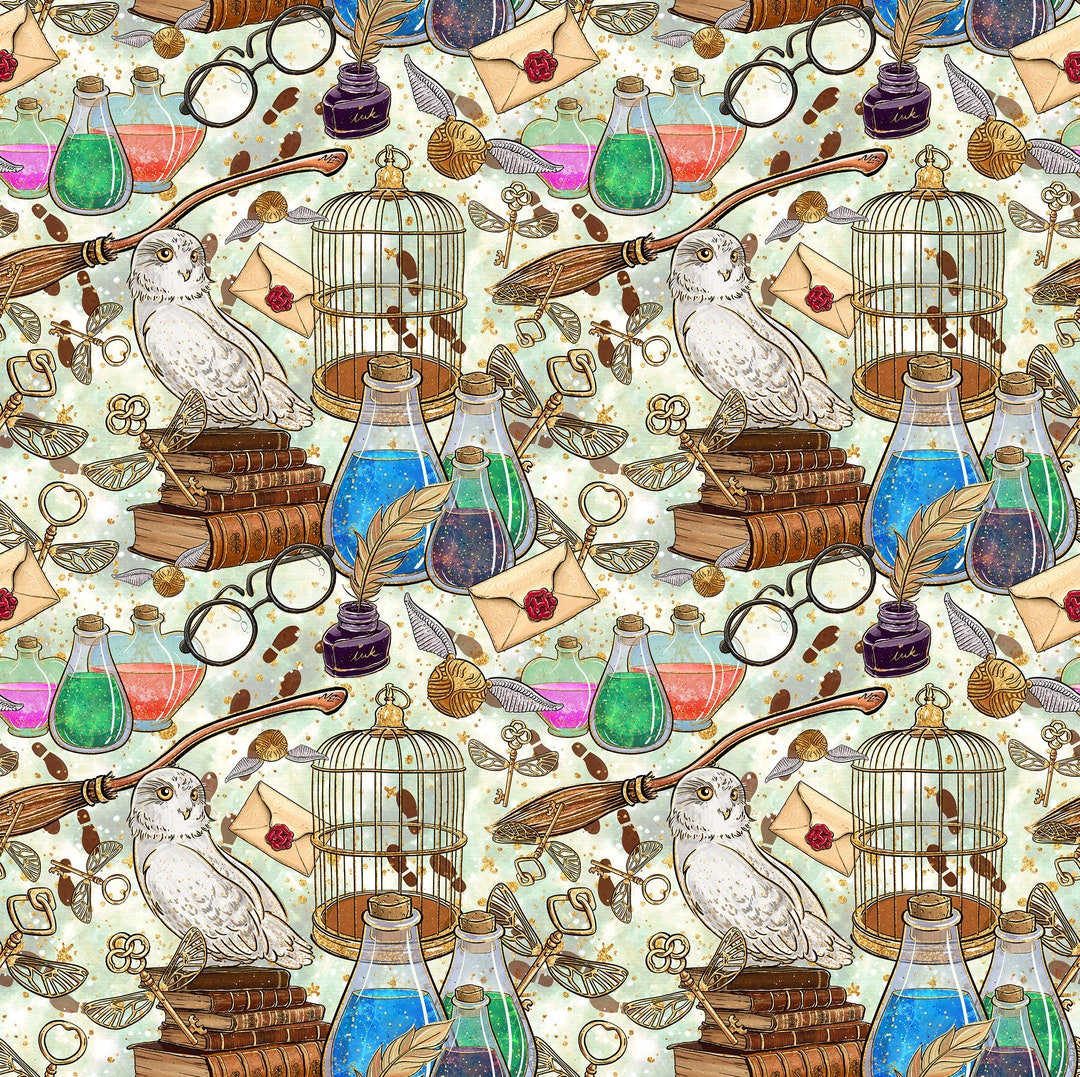 Wizard Fabric, Wizard Prints, Owl Fabric, Magic Fabric, Wizards Fabric ...