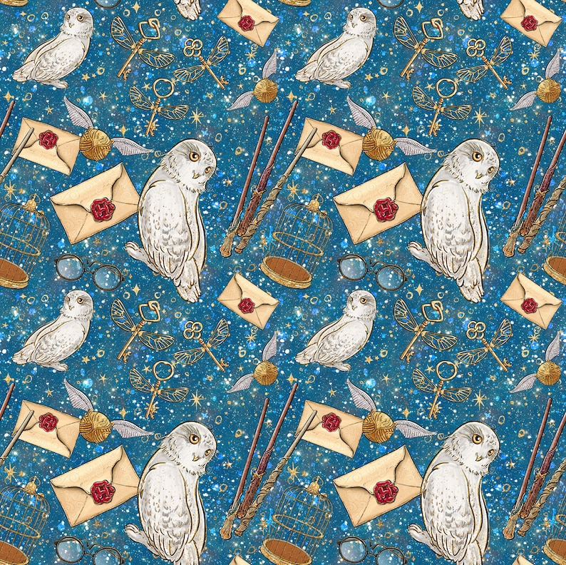 Wizard Fabric Wizard Prints Owl Fabric Magic Fabric | Etsy