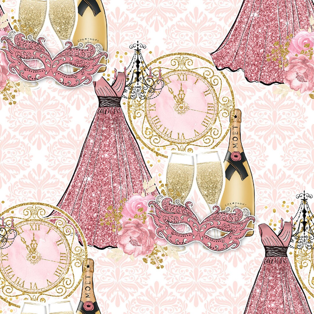 New Years Fabric, Celebration Fabric, New Year Party Fabric, Party ...