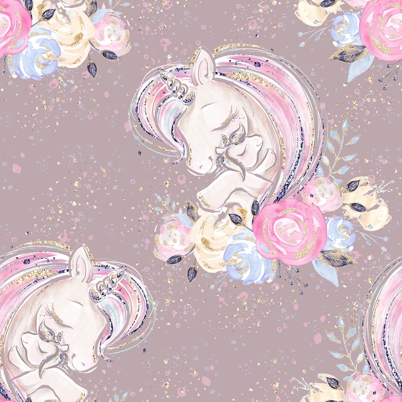 Unicorn Fabric Unicorn Floral Fabric Knit by the Yard Unicorn | Etsy