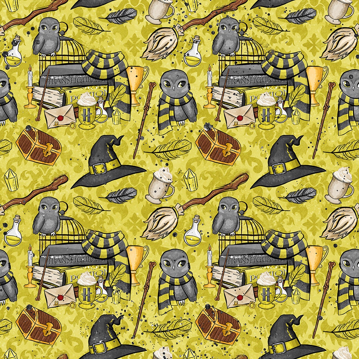 Wizard Fabric Wizard Prints Owl Fabric Magic Fabric | Etsy