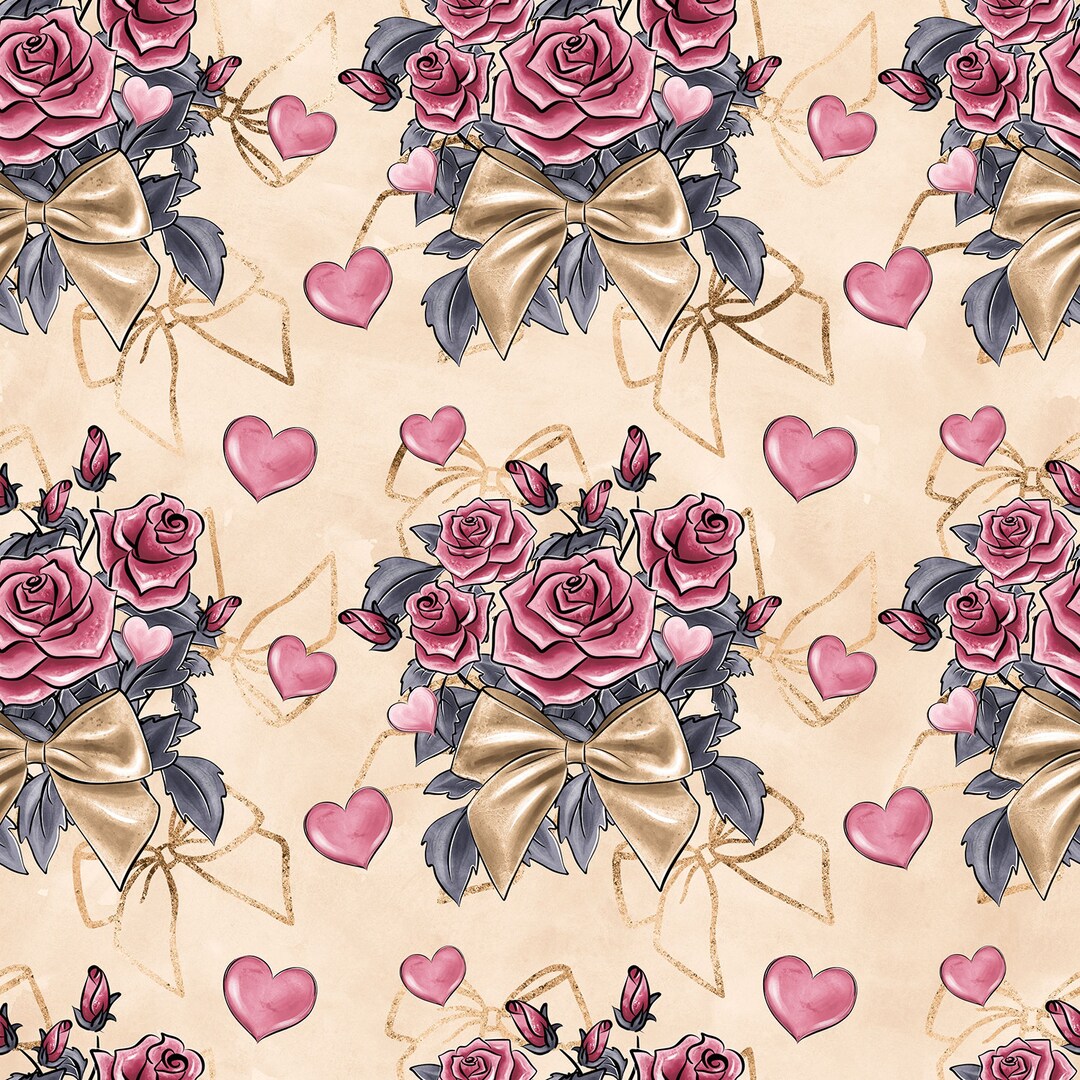 S191 Hearts fabric, valentine fabric, knit fabric, rose prints, cotton ...