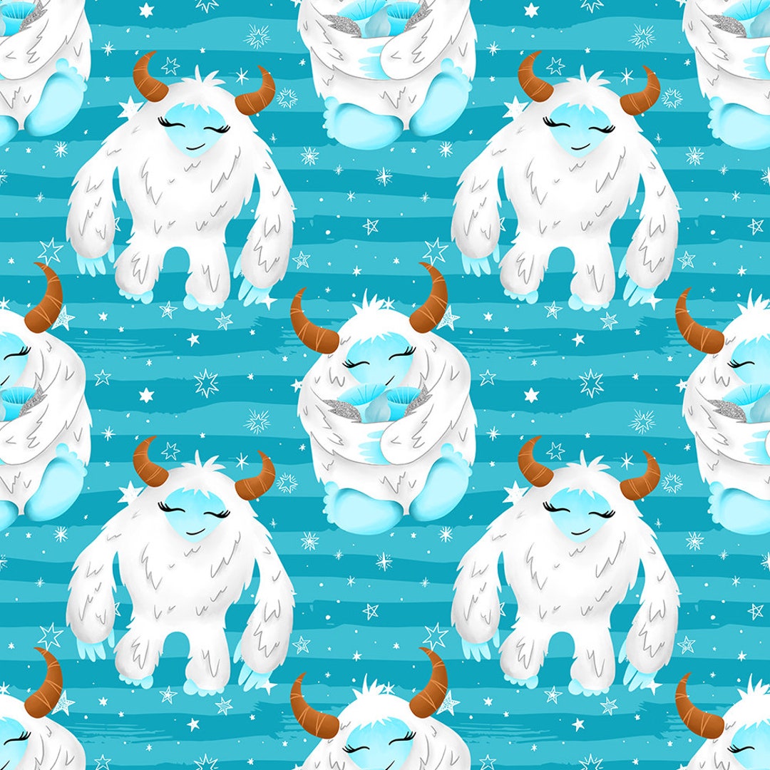 Yeti Fabric, Animal Fabric, Christmas Fabric, Cotton Fabric, Fabric by ...