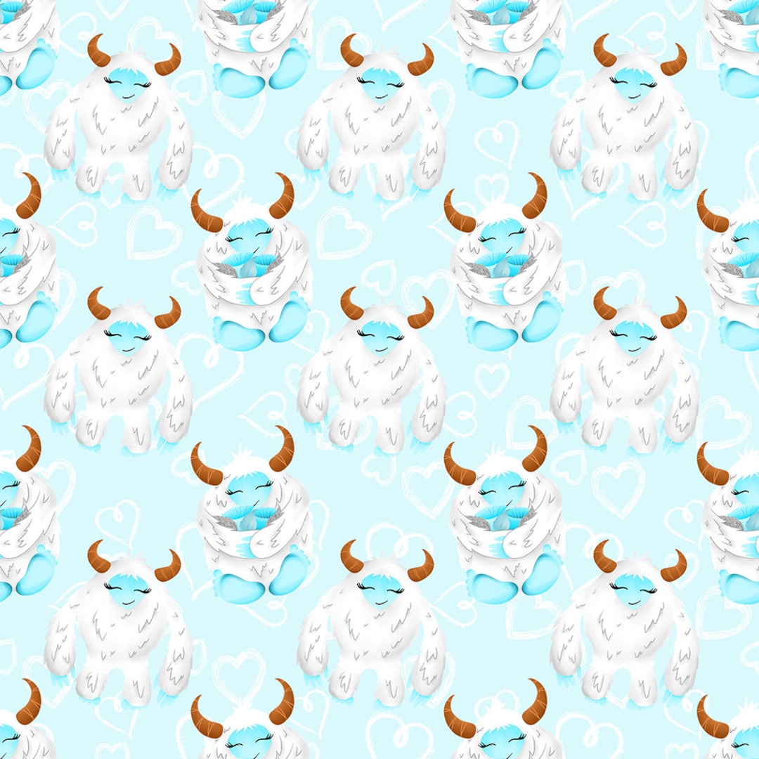 Yeti Fabric, Animal Fabric, Christmas Fabric, Cotton Fabric, Fabric by ...