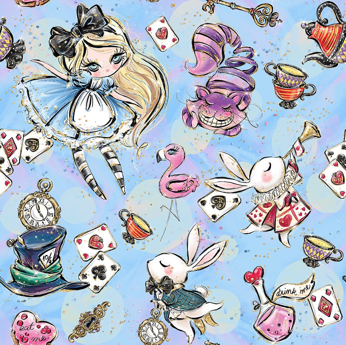 Alice Fabric Rabbit Fabric Mad Hatter White Rabbit Alice - Etsy