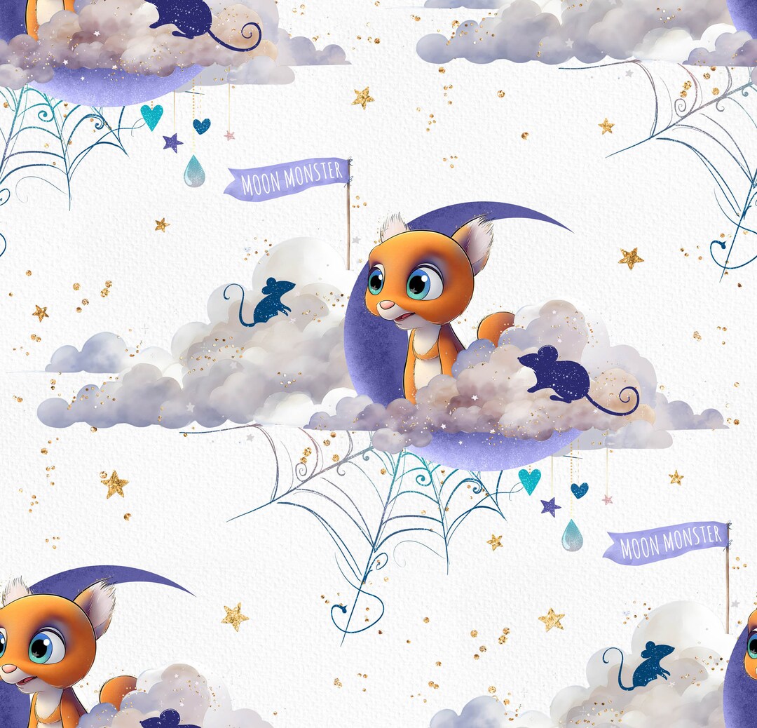 Cute Monster Fabric, Monsters Fabric, Mice Fabric, Cotton by the Yard ...