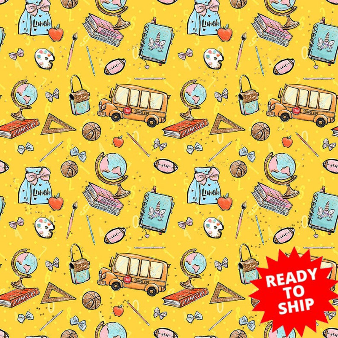 School Fabric School Bus Fabric School Supplies Fabric | Etsy