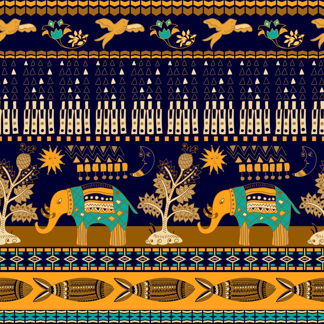 Elephant Fabric by the Yard Indian Prints Indian Elephant Animal Fabric ...