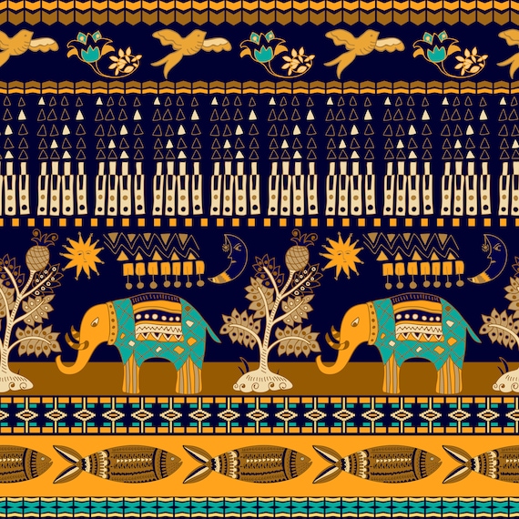 Elephant Fabric by the Yard Indian Prints Indian Elephant | Etsy