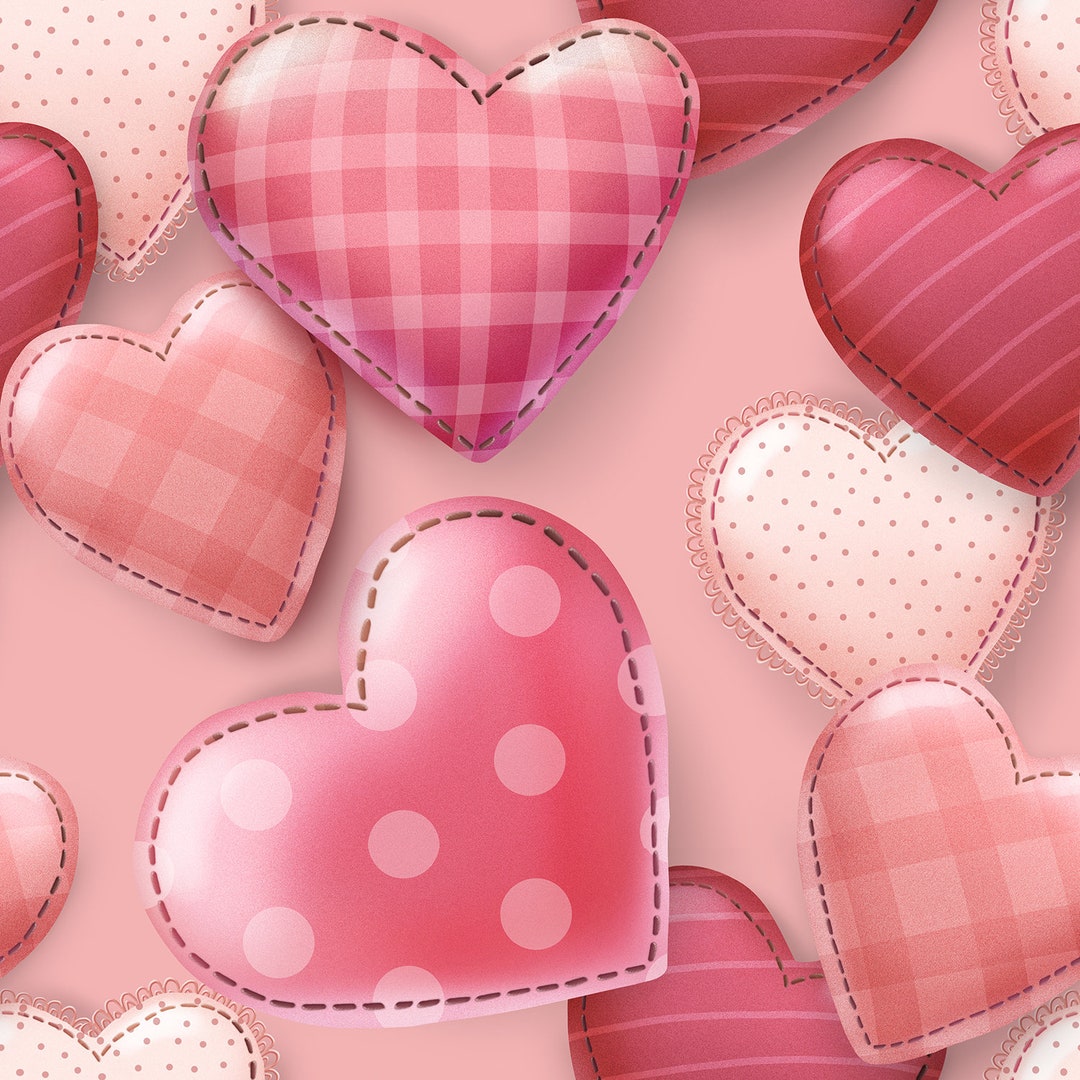 S185 Hearts Fabric, Valentine Fabric, Knit Fabric, Heart Prints, Cotton ...