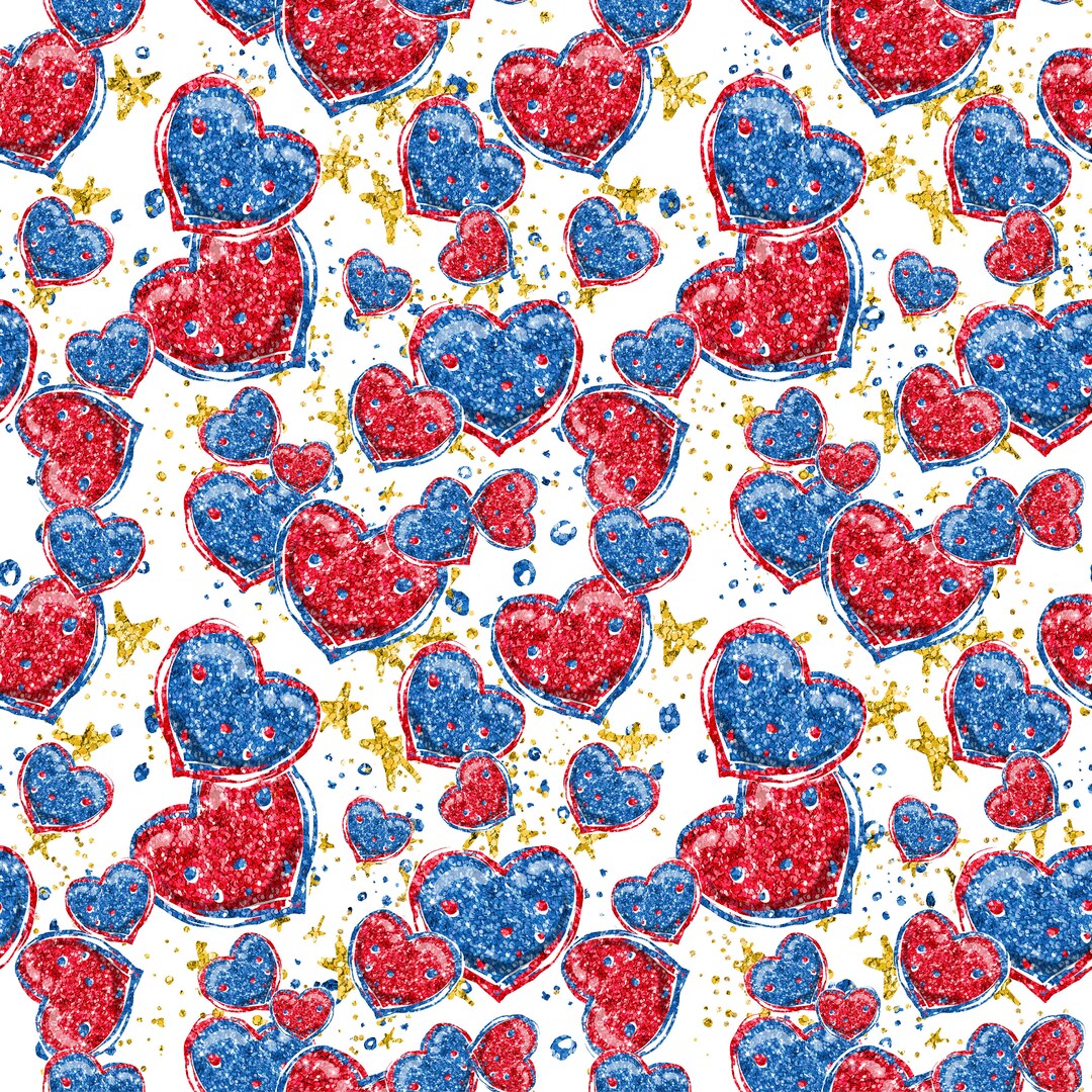 Patriotic Fabric, Red White and Blue, Patriotic Hearts, 4th of July ...