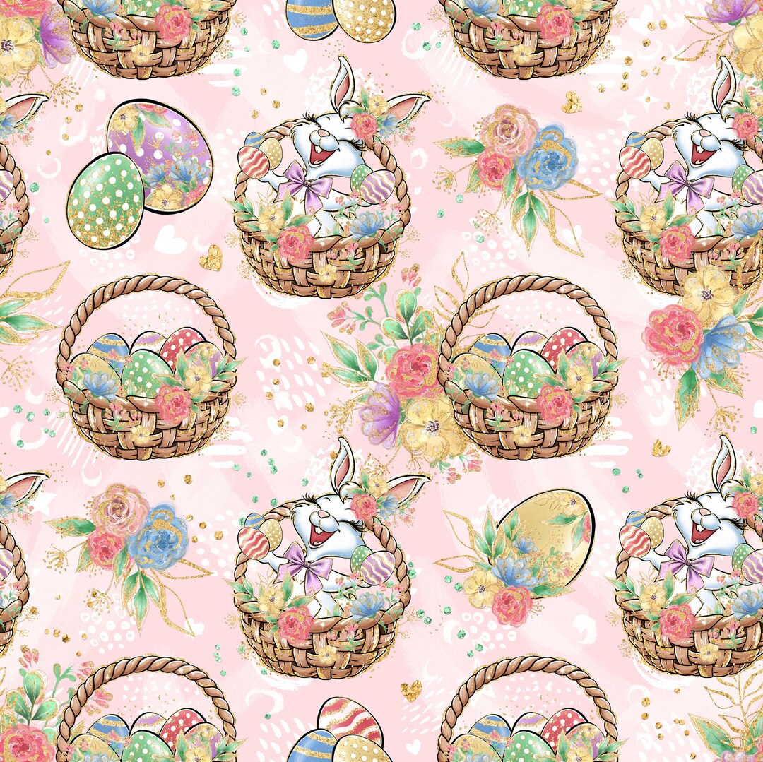 Easter Fabric, Bunny Fabric, Cotton Fabric, Knit Fabric, Fabric by the ...