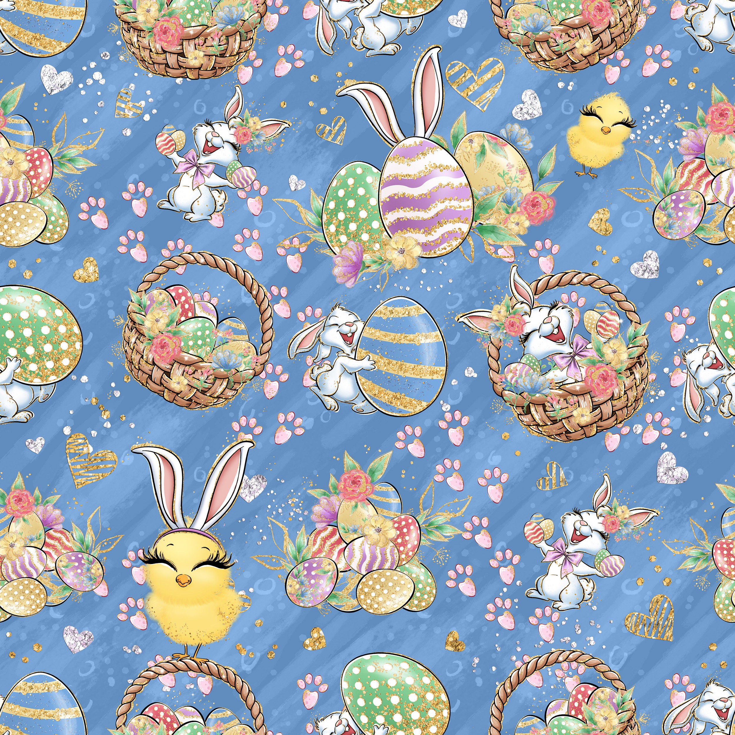 Easter fabric bunny fabric cotton fabric knit fabric | Etsy
