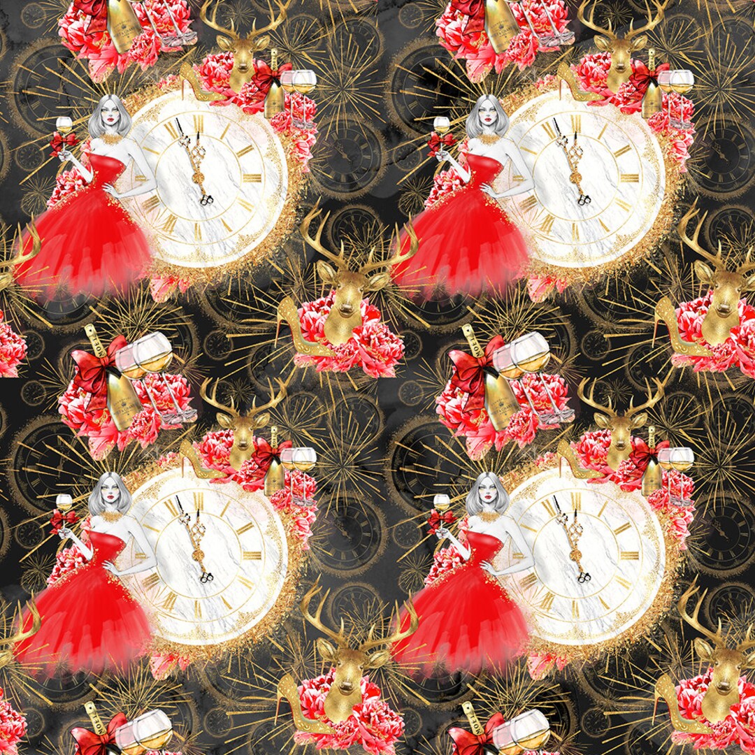 New Years Fabric, Celebration Fabric, New Year Party Fabric, Party ...