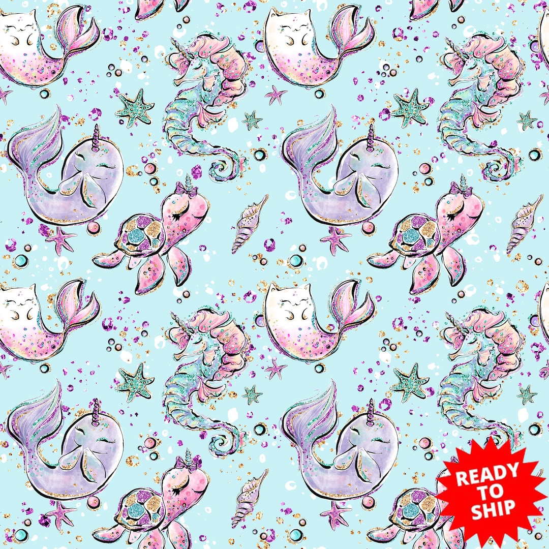 Mermaid Fabric, Mermaid Prints, Scales Fabric, Cotton Fabric, Fabric by ...