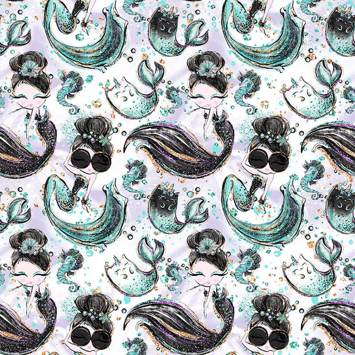 Mermaid Fabric Audrey Hepburnocean Fabriccotton Fabric | Etsy