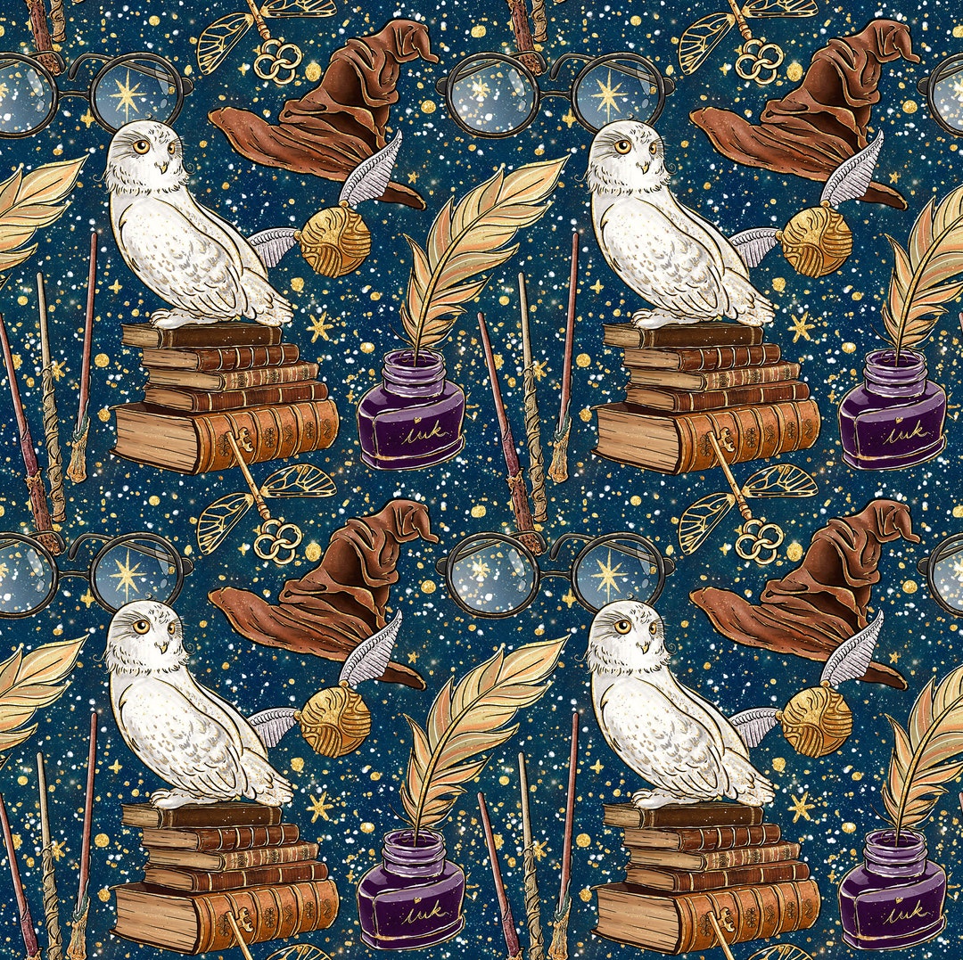 Wizard Fabric, Wizard Prints, Owl Fabric, Magic Fabric, Wizards Fabric ...