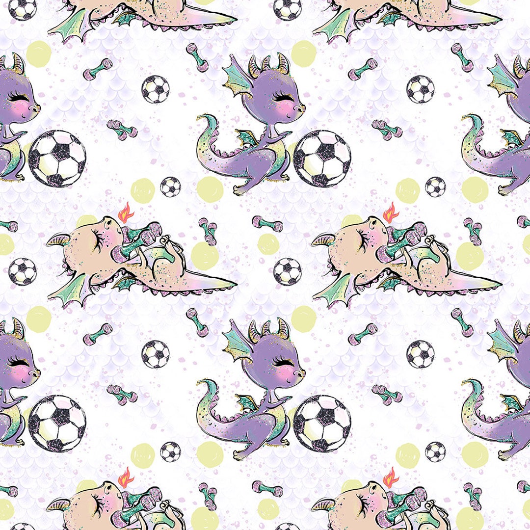 Dragon Fabric, Cotton Fabric, Knit Fabric, Knit by the Yard, Girl ...