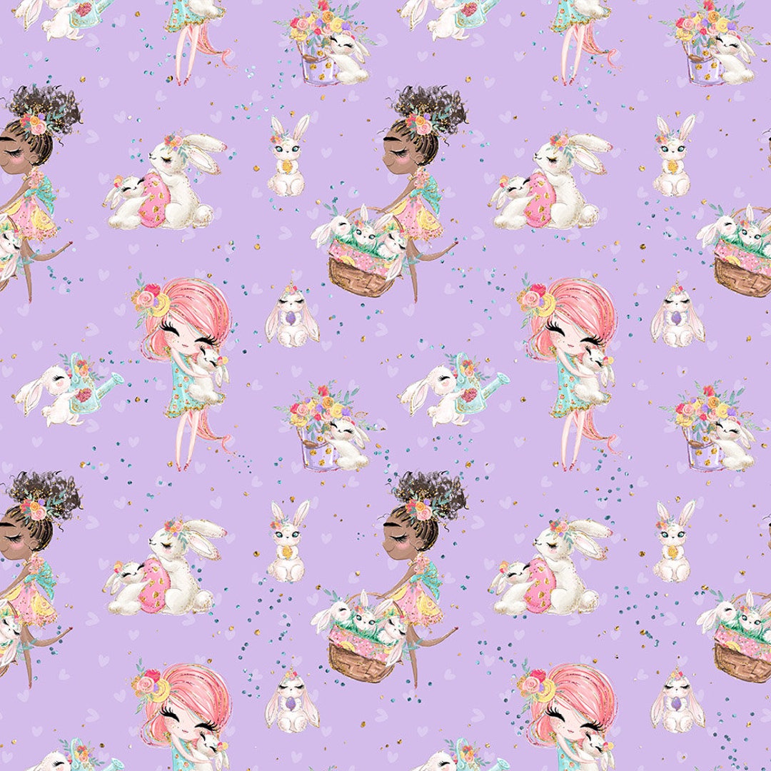 Easter Fabric, Bunny Fabric, Cotton Fabric, Knit Fabric, Fabric by the ...