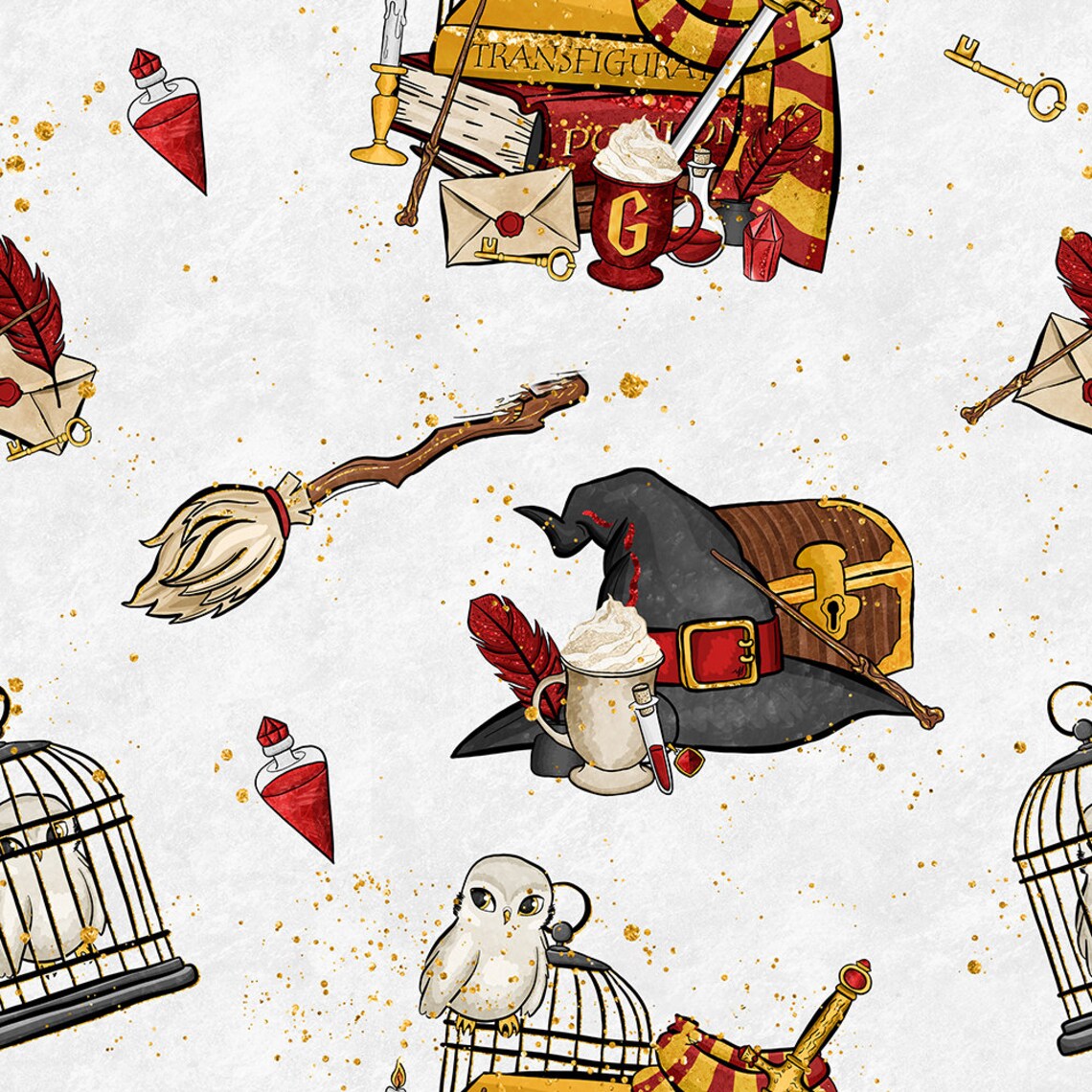 Wizard Fabric Wizard Prints Owl Fabric Magic Fabric | Etsy