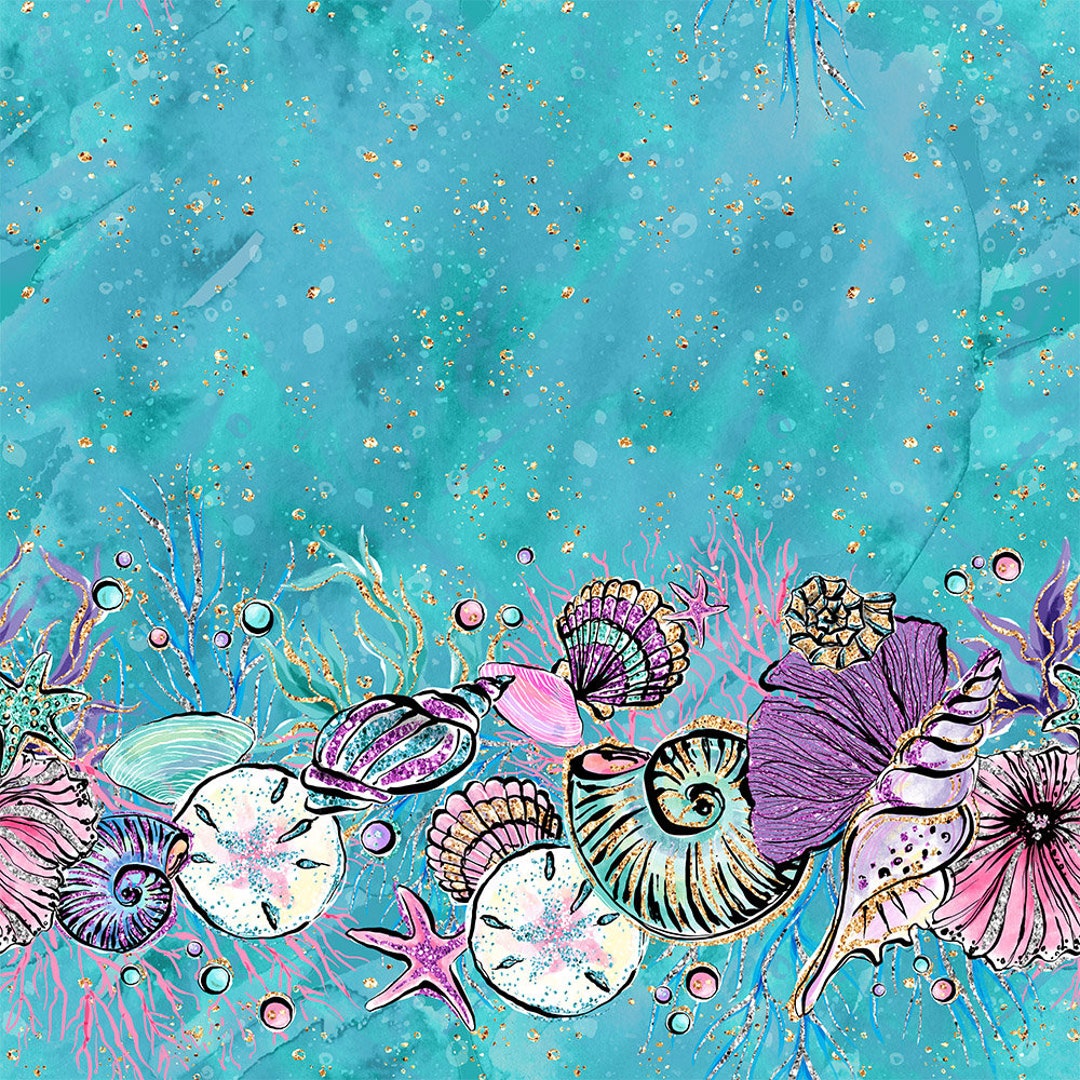S277 Mermaid Fabric, Ocean Fabric, Shell Fabric, Cotton Fabric, Knit ...