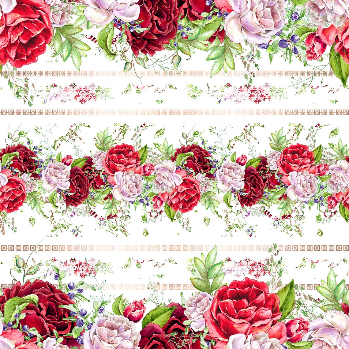 Rose Fabric, Pink Floral, Cotton by the Yard, Fleece Fabric, Knit ...