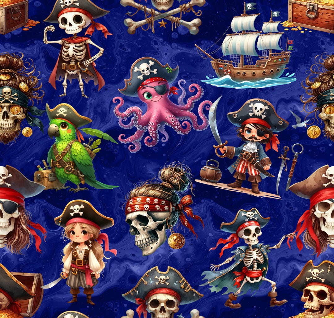 Pirate Fabric, Cool Pirate Fabric, Fabric by the Yard, Cotton by the ...