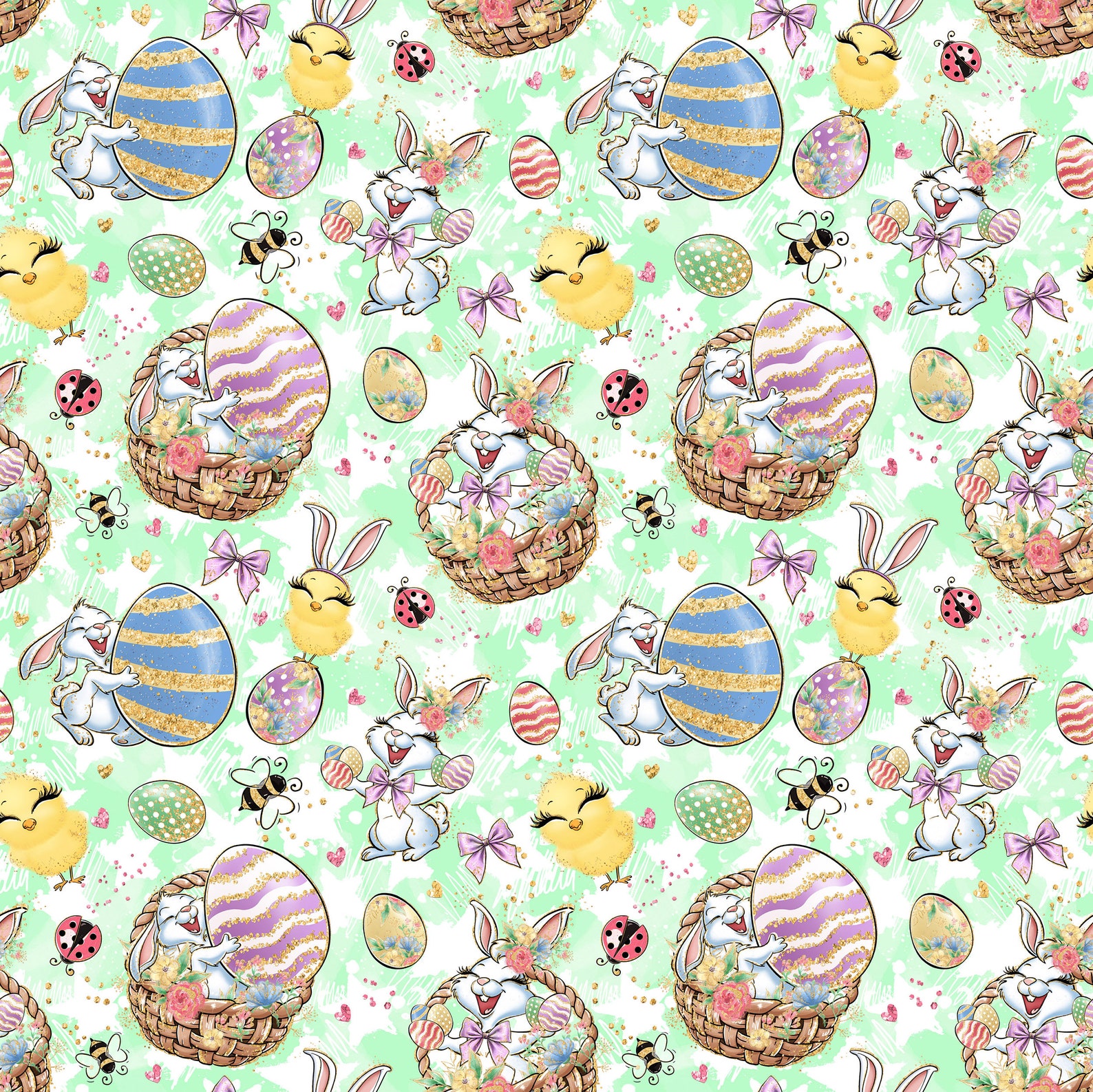 Easter Fabric, Bunny Fabric, Cotton Fabric, Knit Fabric, Fabric by the ...