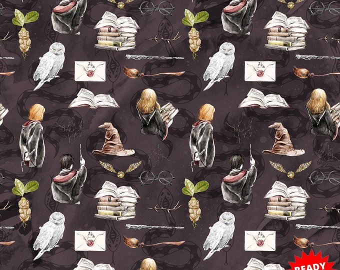 Wizard Fabric Wizard Prints Owl Fabric Magic Fabric - Etsy