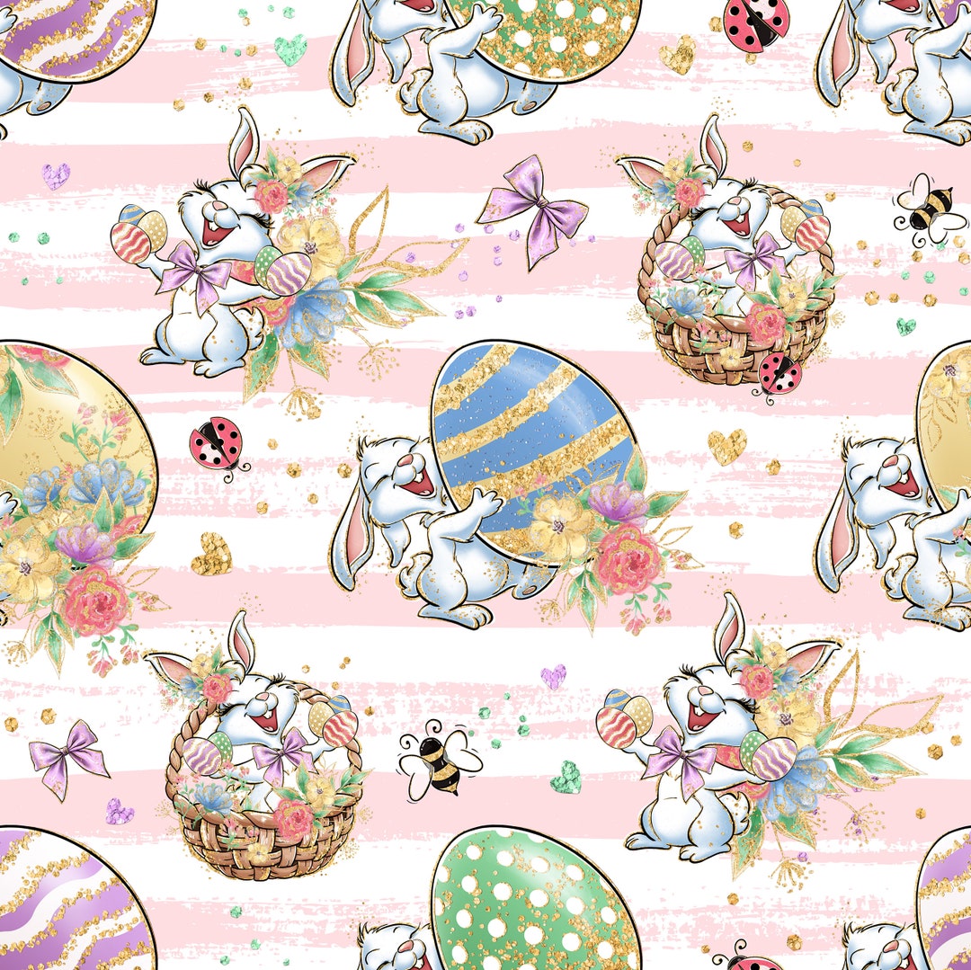 Easter Fabric, Bunny Fabric, Cotton Fabric, Knit Fabric, Fabric by the ...