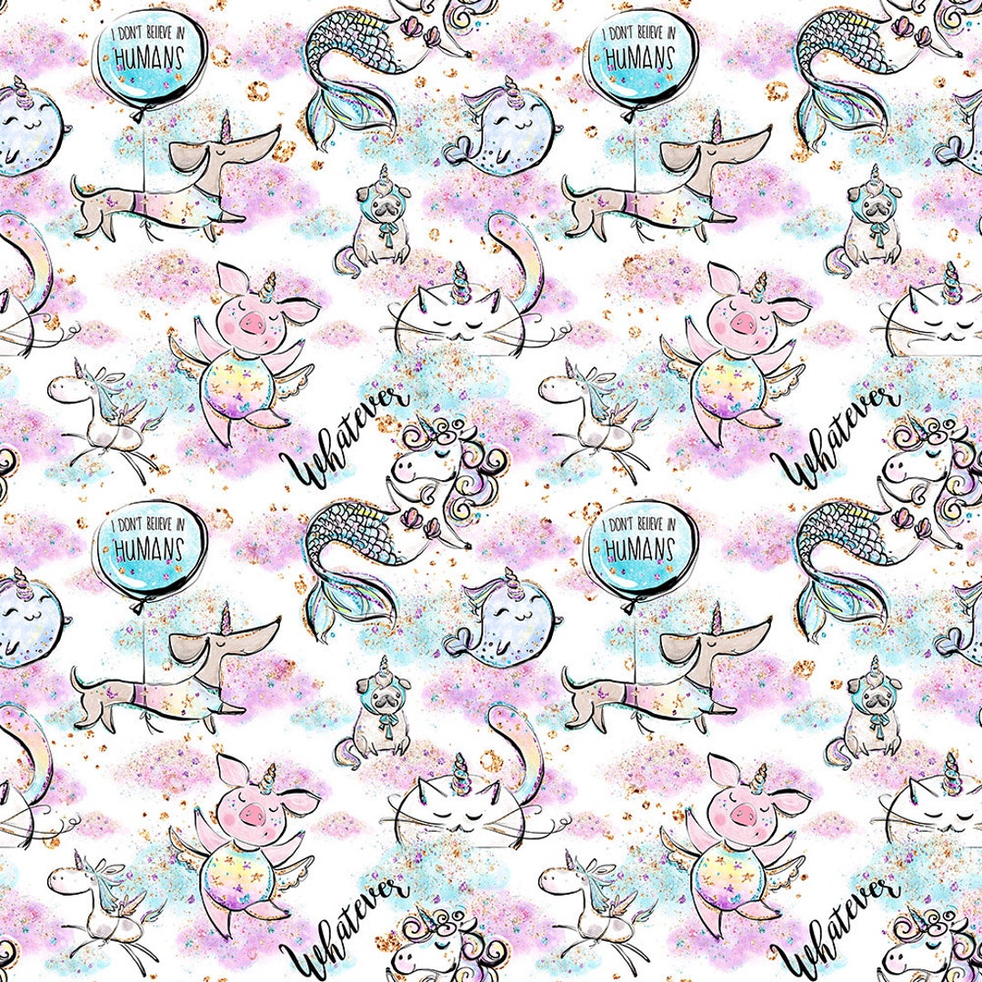 Unicorn Fabric Unicorn Cloud Fabric Fabric by the Yard Unicorn Rainbow ...